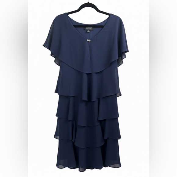 Ignite Evenings | Dresses | Ignite Evenings Navy Blue Tiered Chiffon ...